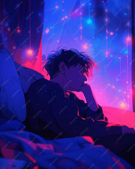 Premium Ai Image Anime Boy Sitting In Bed With His Head On His Hand