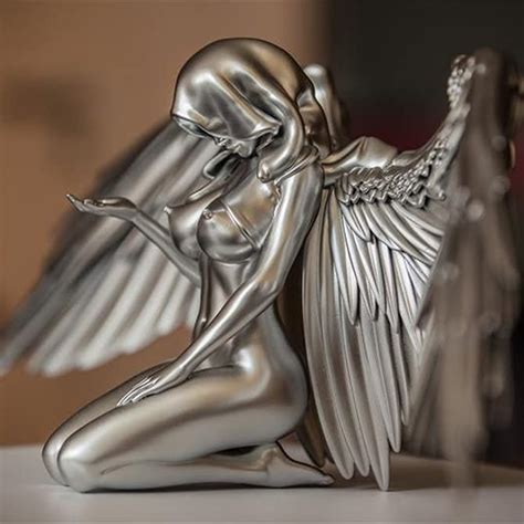 Nude Winged Female Angel Resin Statue Kneeling Woman Home Decor Art T Ebay