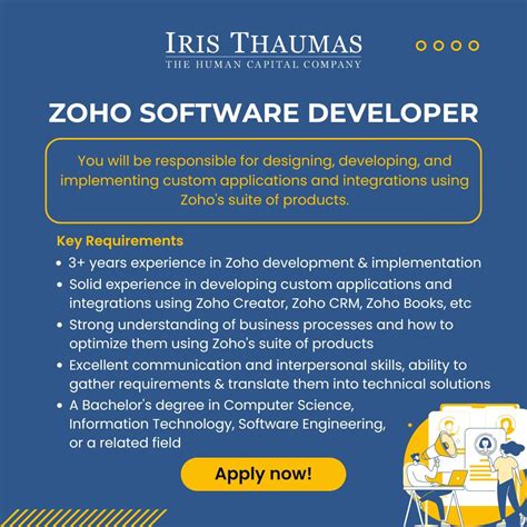 Iris Thaumas Ltd On Linkedin Zoho Developer Softwaredeveloper Softwarejobs Jobs Ireland