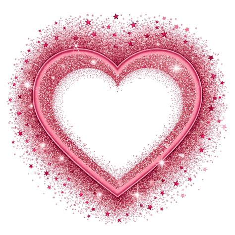 Heart Shaped Frame Pink Glitter Pink Heart Heart Shape Png