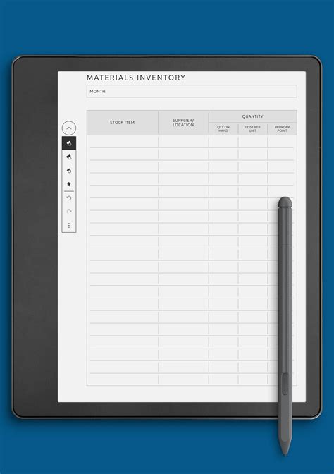 Download Printable Materials Inventory Template PDF