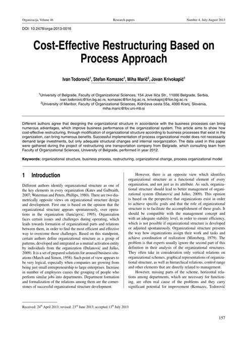 Pdf Cost Effective Restructuring Based On Process Approach