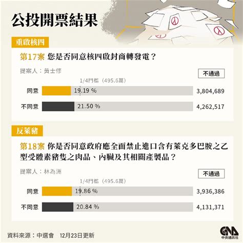 公投結果全不通過 哪12縣市投出4個同意【圖解】 政治 重點新聞 中央社 Cna