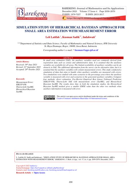 Pdf Simulation Study Of Hierarchical Bayesian Approach For Small Area