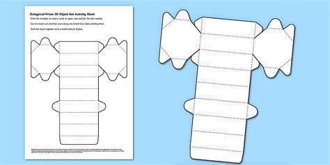 Octagonal Prism 3d Object Net Worksheet Twinkl Aus