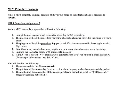 Mips Procedure Program Write A Mips Assembly Language