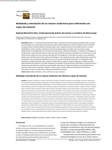 Modeling And Simulation Of An Isothermal Reactor For Methanol Steam