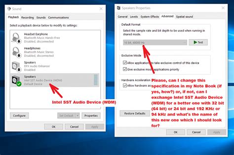 Intel SST Audio Device WDM I Want 32 Bit 64 Bit 192 KHz Windows