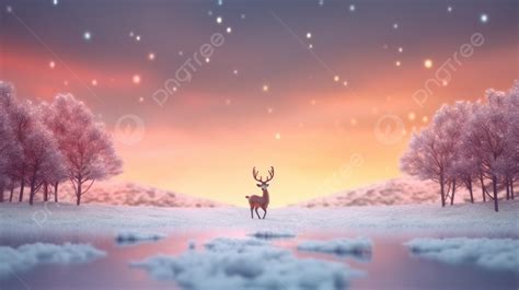 3d에서 사랑스러운 축제 사슴과 아름다운 크리스마스 풍경 산타 선물 크리스마스 썰매 썰매 배경 일러스트 및 사진 무료 다운로드 Pngtree