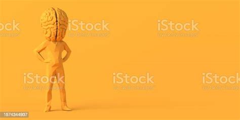 머리 대신 뇌를 가진 사람이 있는 인공 지능 개념 복사 공간 3d 그림입니다 0명에 대한 스톡 사진 및 기타 이미지 0명 개념 개념과 주제 Istock