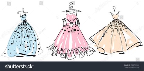 Wedding Dress Design Black White Stock Illustration 1729733380