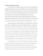 Case Study ANSWERS Docx Gendered Communication Case Study In Sex Lies And Conversation Deborah