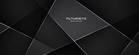 3d 검은 색 추상 배경은 은색 다각형 선이 장식 효과를 내며 어두운 공간에 겹칩니다 웹 배너 전단지 카드 또는 브로셔 표지에 대한 현대적인 그래픽 디자인 요소 컷아웃