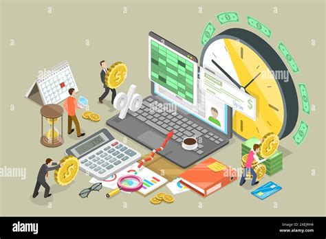 3d Isometric Flat Conceptual Illustration Of Salary Payment Automated Payroll System 3d