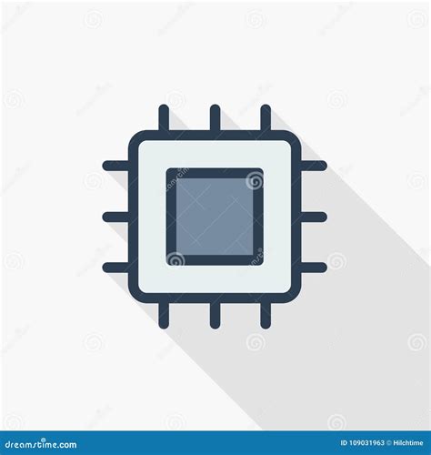 Processor Linear Icon Core Thin Line Illustration Chip Chipset Vector Isolated Outline