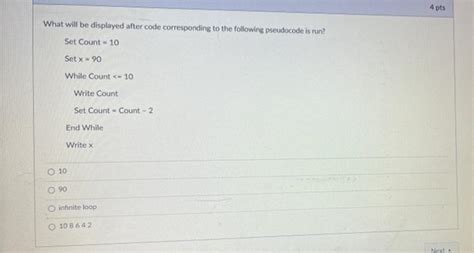 4 Pts What Will Be Displayed After Code Corresponding