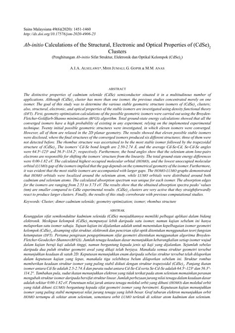 Pdf Ab Initio Calculations Of The Structural Electronic And Optical Properties Of Cdse 2