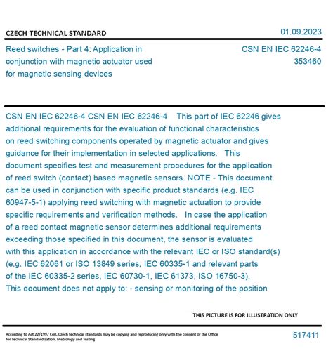 CSN EN IEC 62246 4 Reed Switches Part 4 Application In Conjunction With Magnetic Actuator