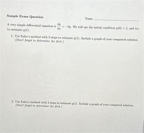Solved Sample Exam Question Name A Very Simple Differential