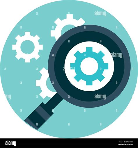 Digital Marketing Magnifier Analysis Settings Gear Vector Illustration