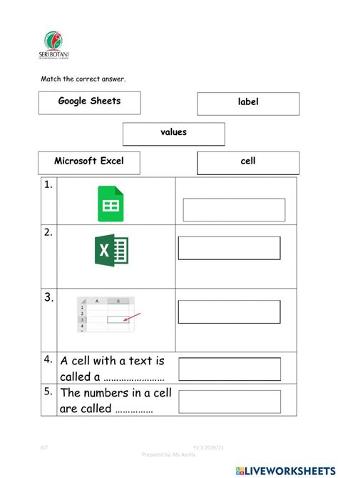 Ict Ms Excel Liveworksheets 1131914