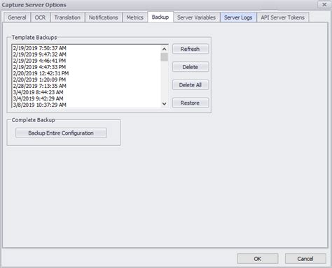 Backup Tab