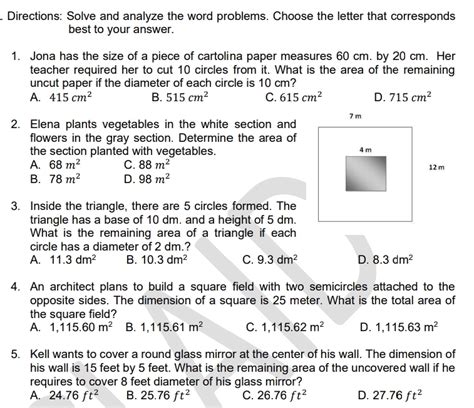 Solved Directions Solve And Analyze The Word Problems Choose The Letter That Corresponds Best