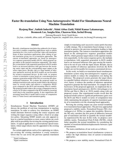 Faster Re Translation Using Non Autoregressive Model For Simultaneous Neural Machine Translation