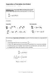 Separation Of Variables Pdf Separation Of Variables St Order Tuesday September