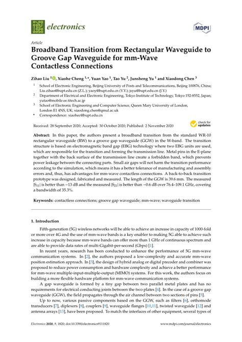 Pdf Broadband Transition From Rectangular Waveguide To Groove Gap