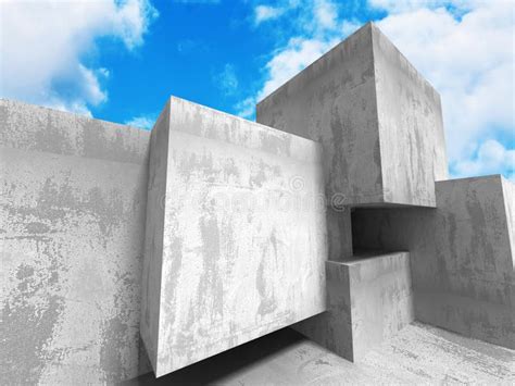 Concrete Columns Construction Architecture On Sky Background Stock