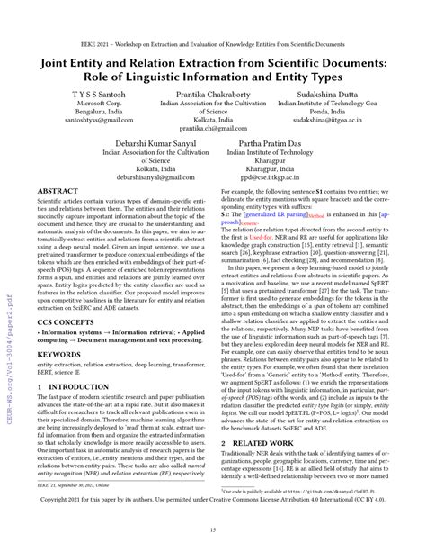 Pdf Joint Entity And Relation Extraction From Scientific Documents Role Of Linguistic
