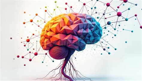 Colorful Abstract Geometric Brain Neural Network Connections Molecular Structures Colorful
