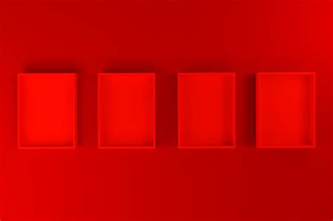 빨간색 배경 3d 렌더링에서 제품 프레젠테이션을 위한 빨간색 상자 또는 트레이 모형 기념일에 대한 스톡 사진 및 기타 이미지 기념일 놀라움 디지털 생성 이미지