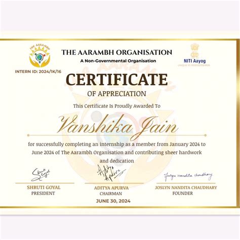 Vanshika Jain On Linkedin Feels Related To Say I Have Completed My First Tenure In Aarambh