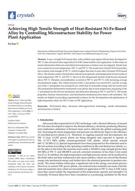 Pdf Achieving High Tensile Strength Of Heat Resistant Ni Fe Based Alloy By Controlling