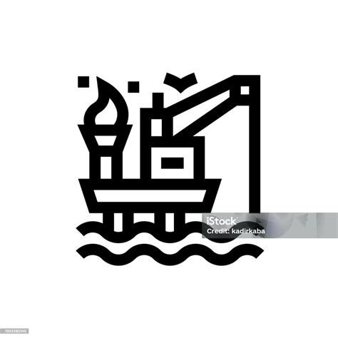 Offshore Oil Platform Line 아이콘 디자인 픽셀 퍼펙트 편집 가능한 스트로크 로고 기호 기호 가스 기름 휘발유 갤런 휘발유 가스 탱크 정유 공장 가솔린에
