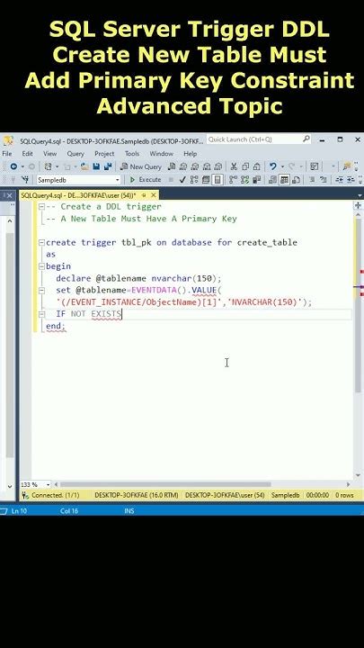 A Table Must Have Primary Key Create Trigger Createtable Sqlserver Triggers Youtube