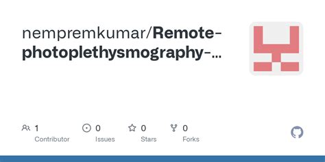 Github Nempremkumarremote Photoplethysmography Heart Rate And