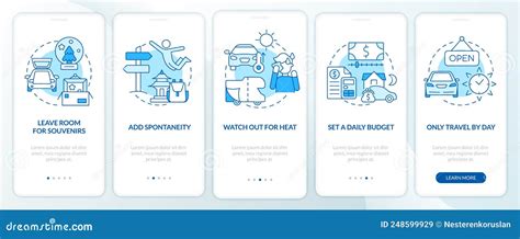 Road Trip Advices Blue Onboarding Mobile App Screen Stock Vector Illustration Of Layout Trip