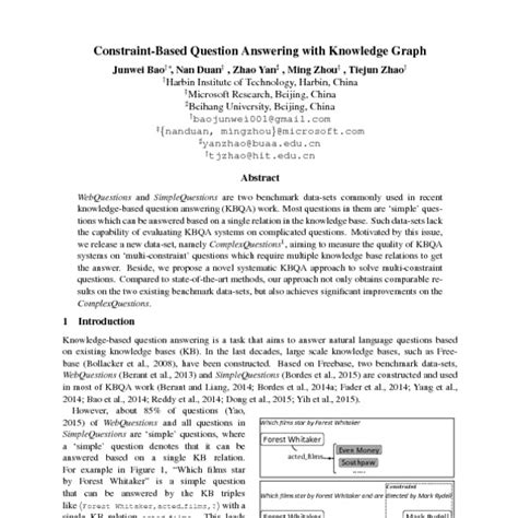 Constraint Based Question Answering With Knowledge Graph Acl Anthology