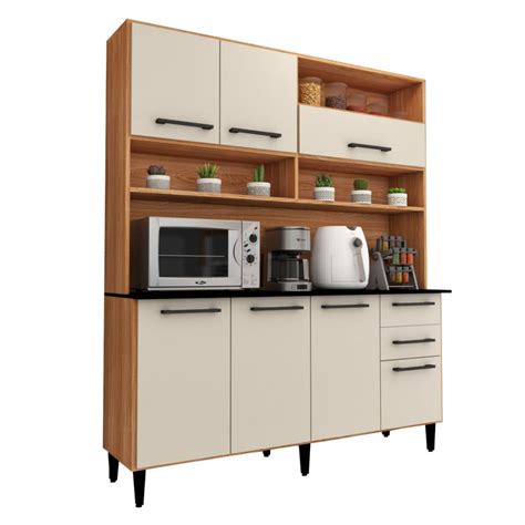 Cozinha Compacta Vitória 7 Portas 2 Gavetas Freijó Off White Panorama