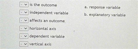 Solved Is The Outcome A Response Variable Independent Variable B