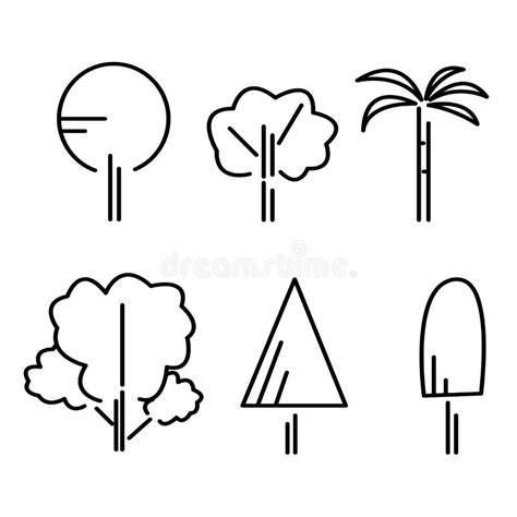 Tree Line Icon Naturally Beautiful Symbol Wooden Trunk And Outline Branches For Map Stock