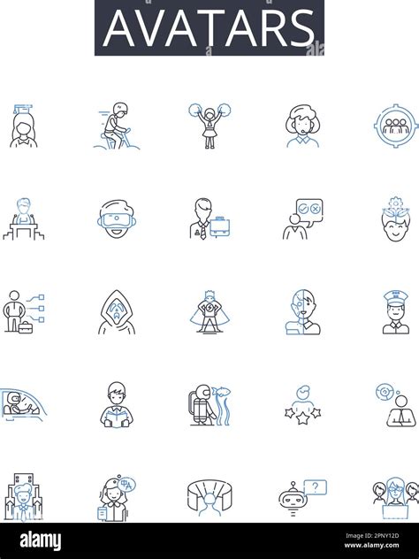 Avatars Line Icons Collection Oversight Management Inspection Control Supervision