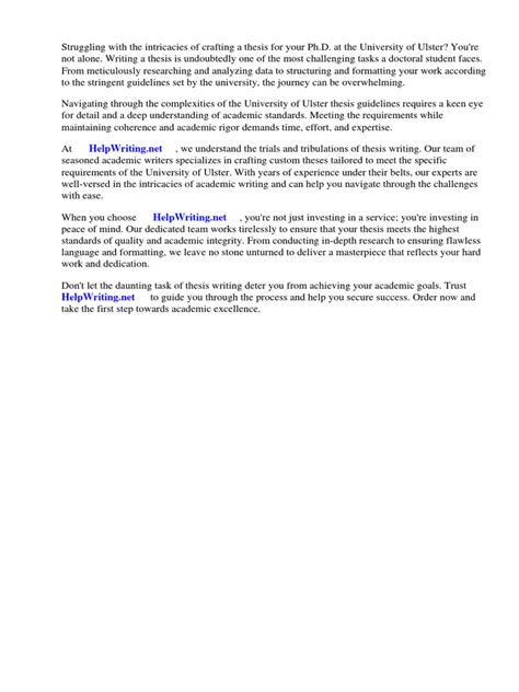 University Of Ulster Thesis Guidelines Phd Pdf Thesis Libraries