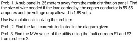 Prob 1 A Sub Panel Is 25 Meters Away From The Main Distribution Panel