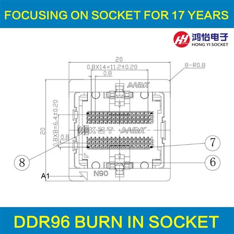 Ddr3 08 96pin Burn In Socket Ball Pin Pitch 08mm Ddr Dimm Dram For
