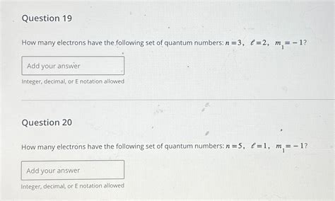 Solved Question 19how Many Electrons Have The Following Set