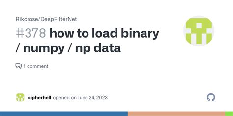 How To Load Binary Numpy Np Data Issue Rikorose DeepFilterNet GitHub